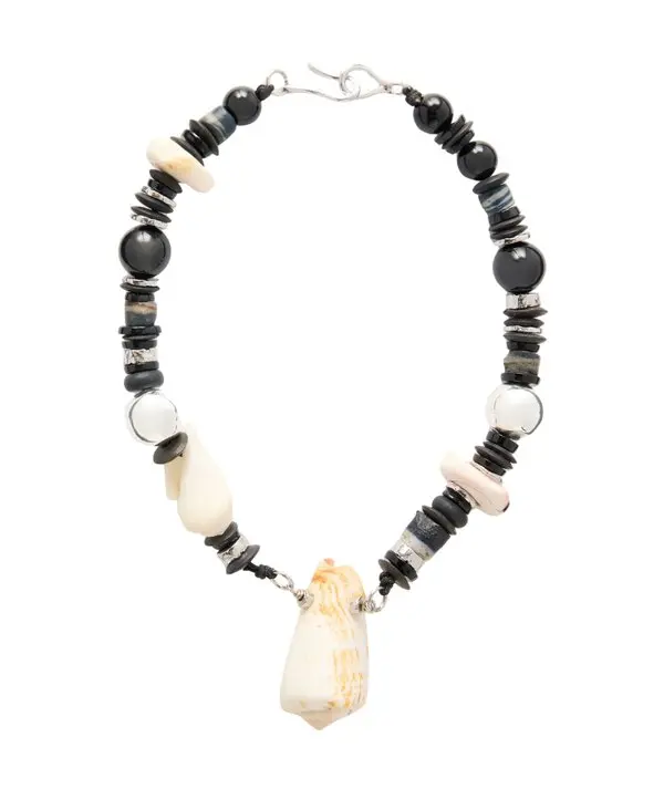 Tohum Design Samsara Silver, Onyx And Seashell Necklace - Black