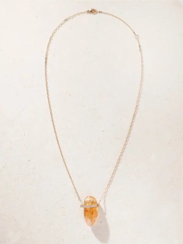 Jia Jia 14-karat Citrine And Diamond Pendant Necklace - Gold