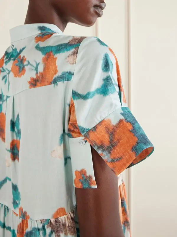 Erdem Floral-print Cotton Mini Dress - Blue