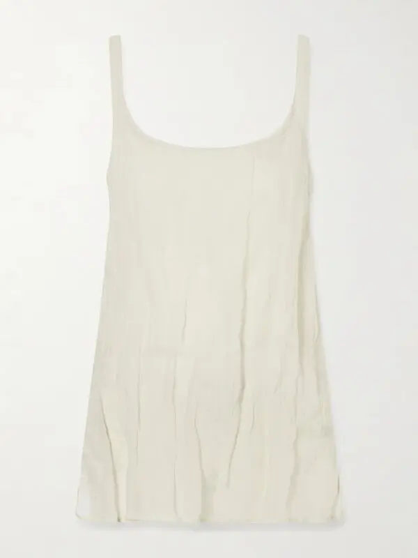 RÓHE Crinkled Cotton-blend Tank Top - Neutrals