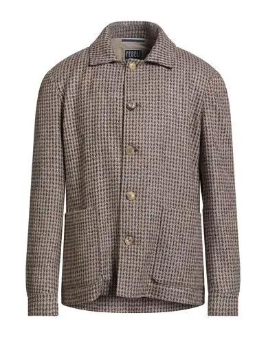 Fedeli Wool Blend Houndstooth Jacket - Beige