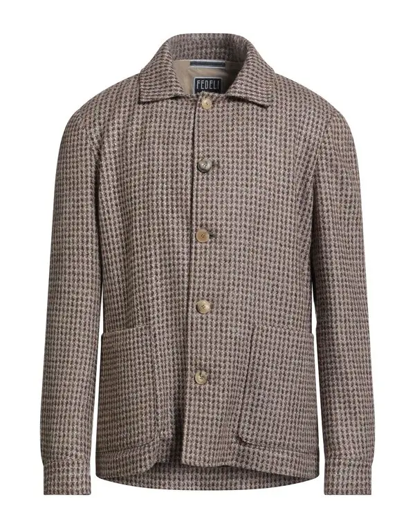 Fedeli Wool, Alpaca Wool, And Nylon Houndstooth Overshirt