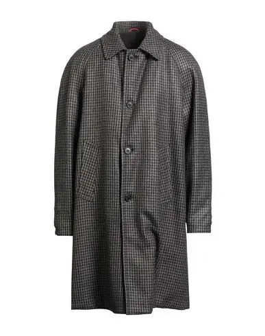 PALTO' Single-breasted Houndstooth Flannel Coat - Grey