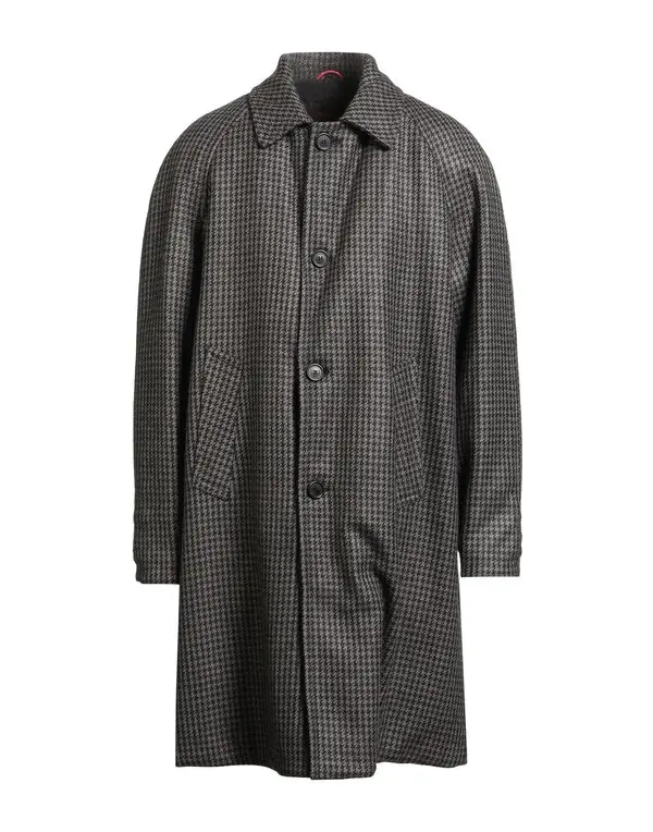 PALTO' Single-breasted Houndstooth Flannel Coat - Grey
