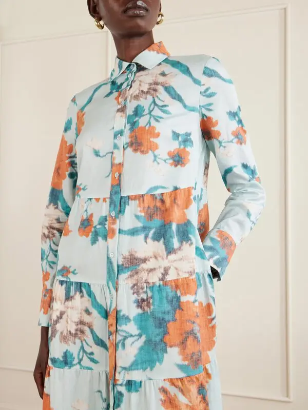 Erdem Floral-print Cotton Midi Dress - Blue