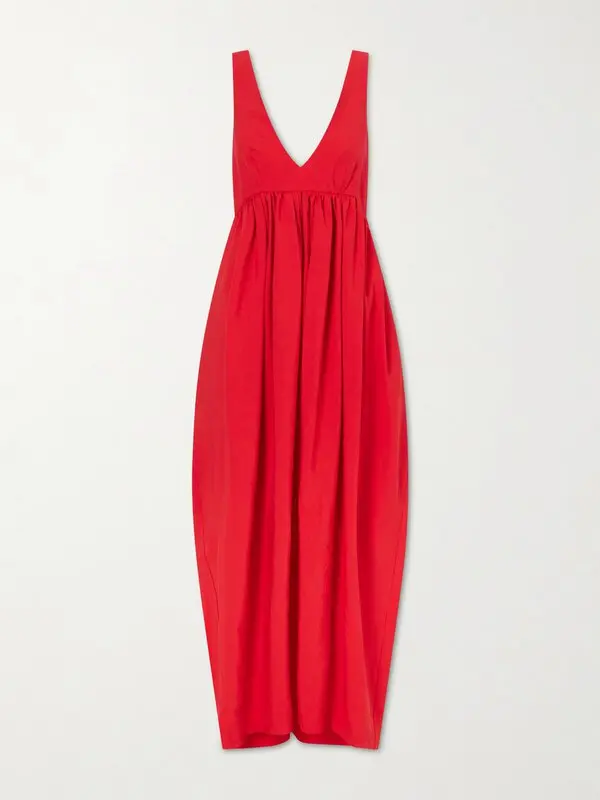 RÓHE Dazu Woven Midi Dress - Red