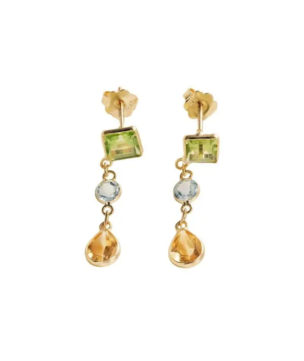 Jia Jia Chakra 14-karat Gold, Peridot, Topaz And Citrine Earrings - Multi