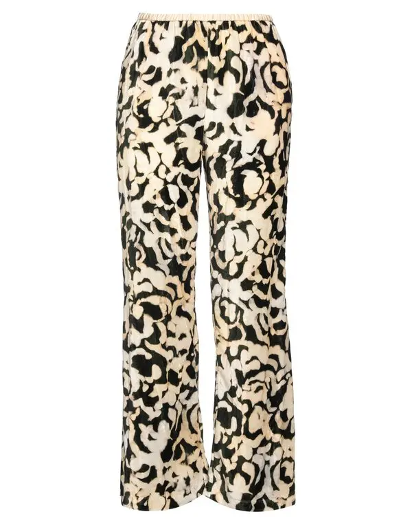 FORTE_FORTE Printed Velvet Viscose Polyester Palazzo Pants - White