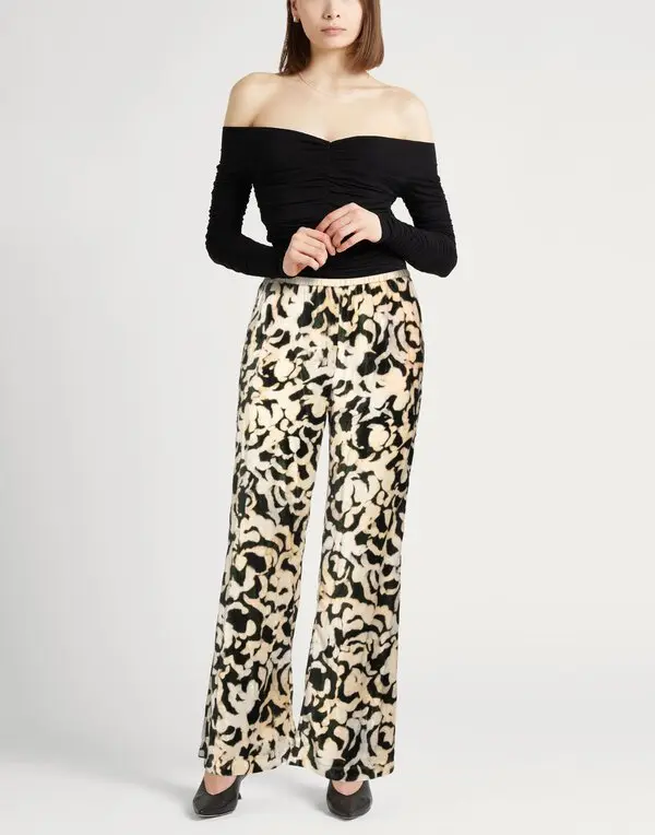 FORTE_FORTE Printed Velvet Viscose Polyester Palazzo Pants - White