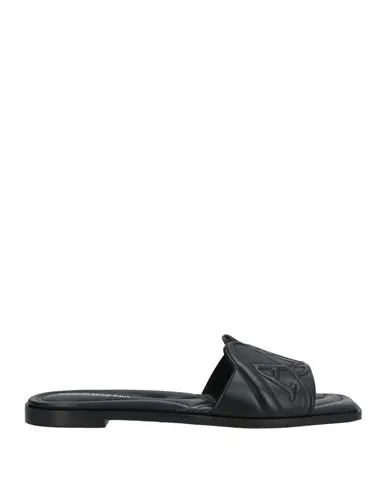Alexander McQueen Leather Slide Sandals - Black