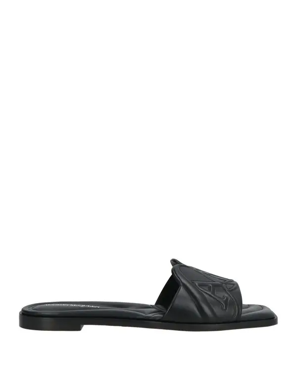 Alexander McQueen Leather Slide Sandals - Black