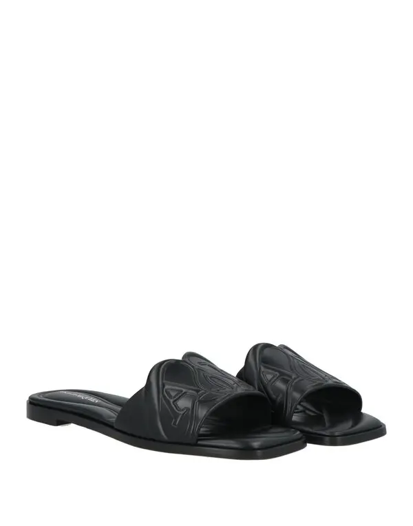 Alexander McQueen Leather Slide Sandals - Black