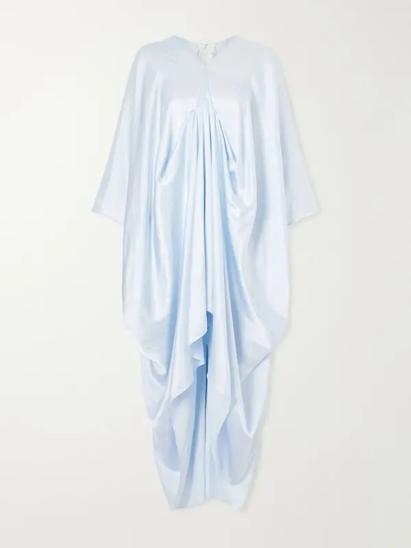 Camilla Draped Silk-satin Kaftan - Blue