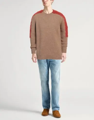 JIL SANDER Sweater Alpaca Wool Blend Two-tone Knit - Beige