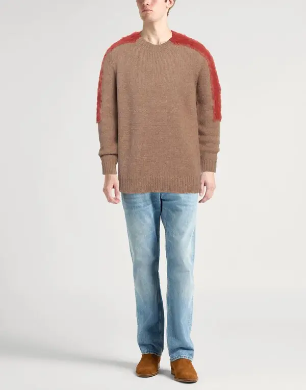 JIL SANDER Sweater Alpaca Wool Blend Two-tone Knit - Beige