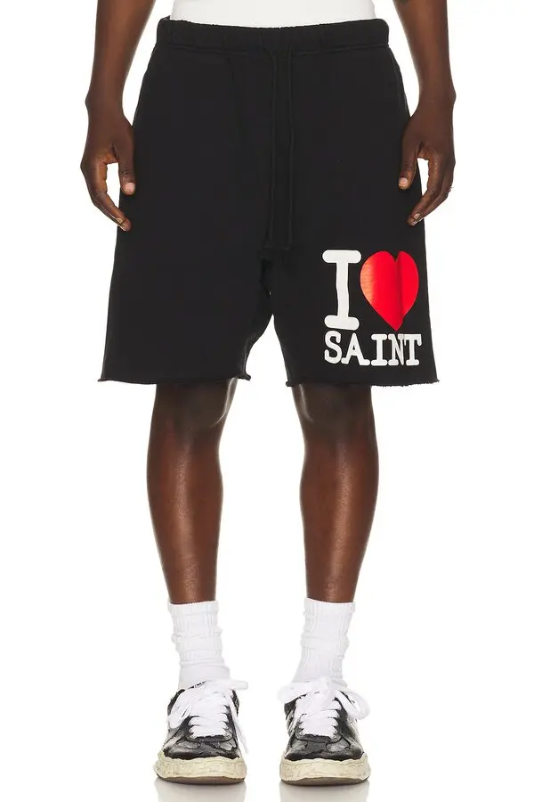 SAINT MXXXXXX Fleece Sweat Shorts - Black