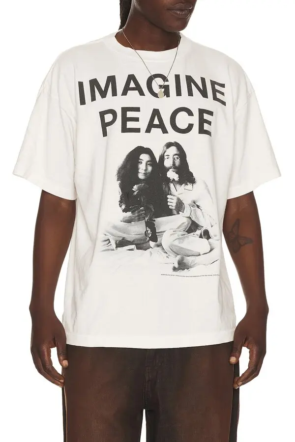 SAINT MXXXXXX Imagine Peace Short Sleeve Tee - White