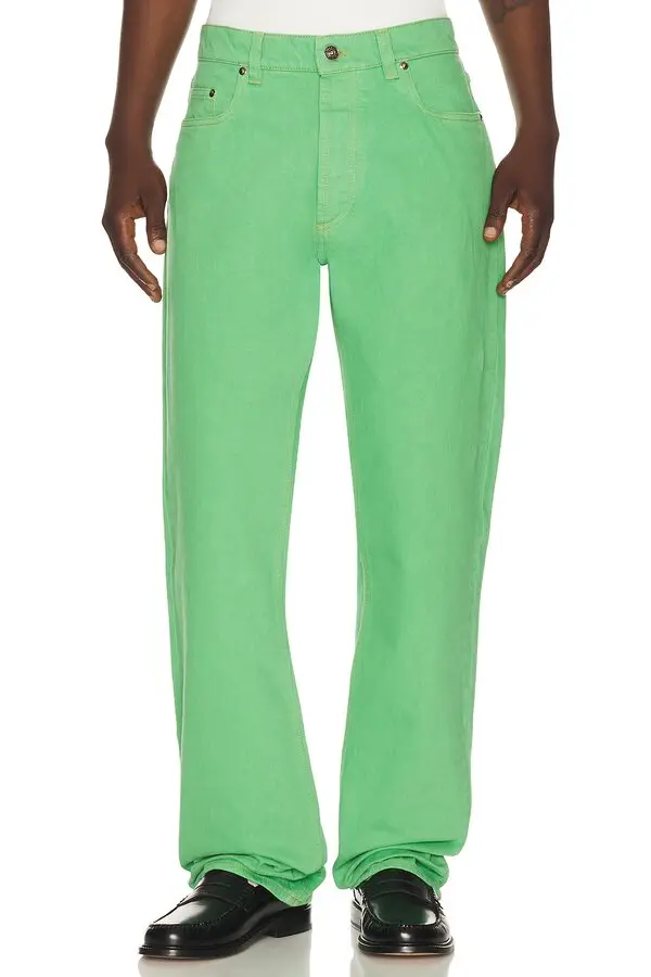 Versace Straight Leg Denim Pants - Pale Green