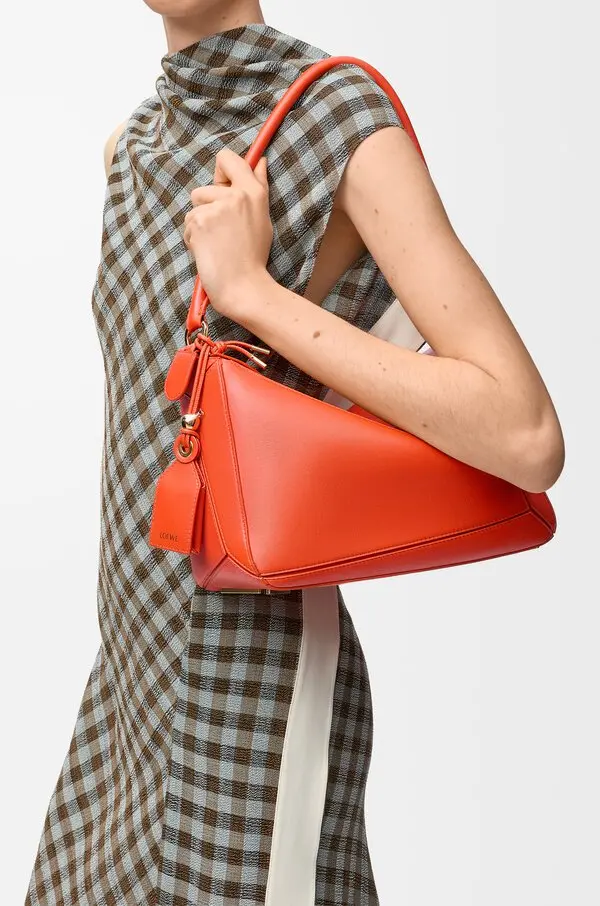 Loewe Medium Featherlight Puzzle Bag In Nappa Lambskin - Deep Saffron