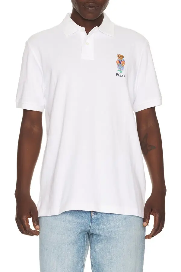 Polo Ralph Lauren Short Sleeve Basic Mesh Novelty Summer Bear Polo In White