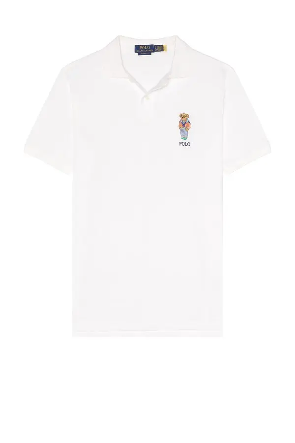 Polo Ralph Lauren Short Sleeve Basic Mesh Novelty Summer Bear Polo In White