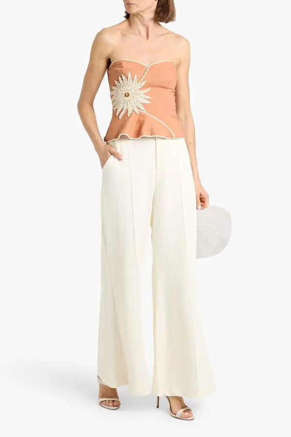 PatBO Tropic Strapless Embellished Top