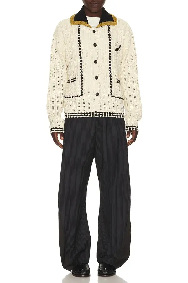 Andersson Bell Twisted Seam Stripe Wide Leg Trousers