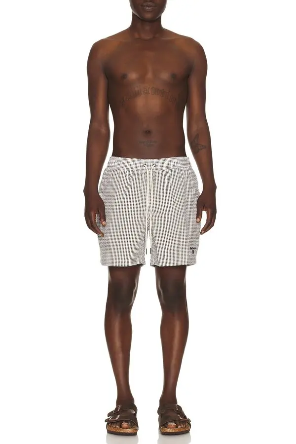 Barbour Gingham Seersucker Swim Short - Olive