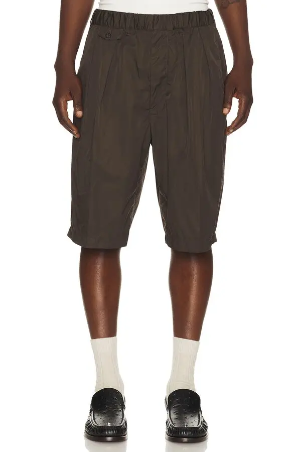 BEAMS 2 Pleats Relax Shorts Nyco Twill - Charcoal