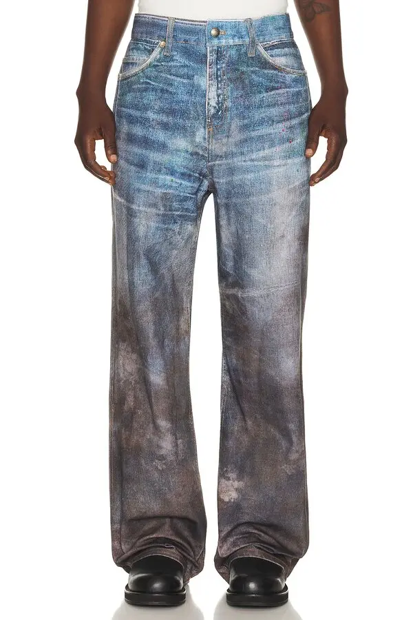 Andersson Bell Festival Mud Printed Jeans - Blue