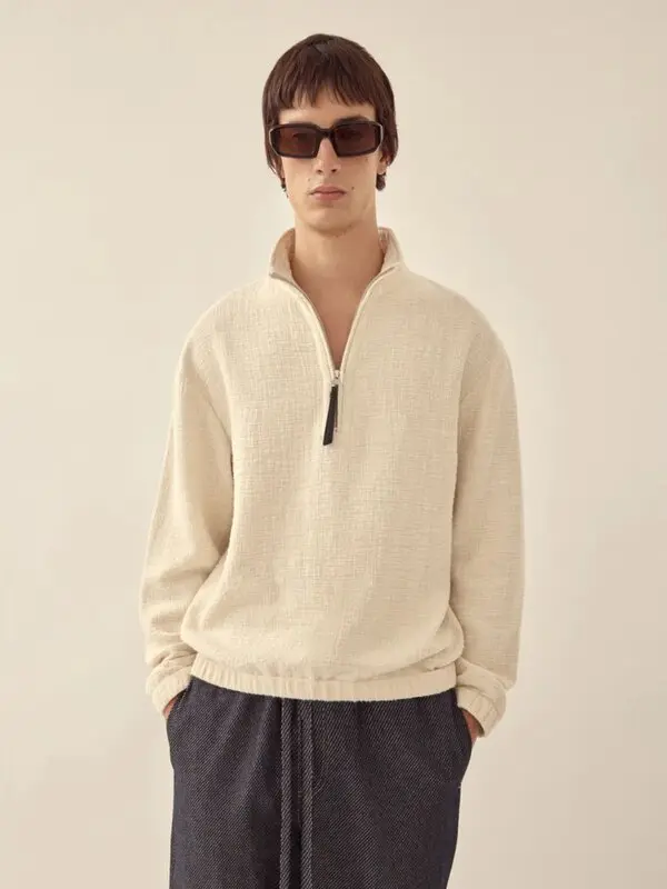 Commas Textured Cotton Pullover - Beige