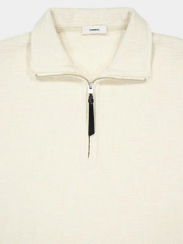 Commas Textured Cotton Pullover - Beige