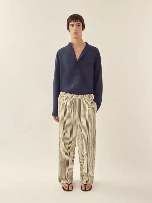 Commas Striped Relaxed Trousers - Cream
