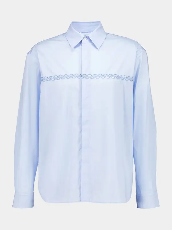 Commas Embroidered Cotton Voile Shirt - Blue