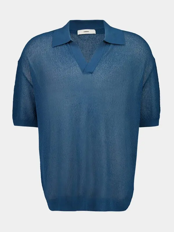 Commas Inkwell Fine Knit Polo - Blue