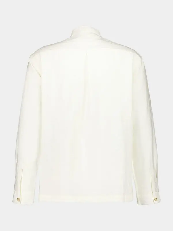 Commas Stand Collar Hemp Viscose Shirt - White