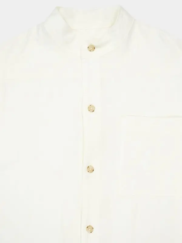 Commas Stand Collar Hemp Viscose Shirt - White