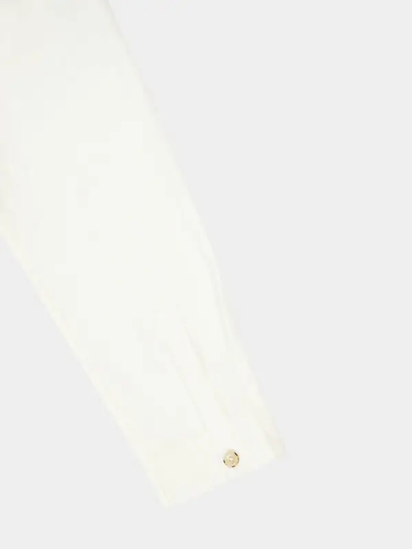Commas Stand Collar Hemp Viscose Shirt - White