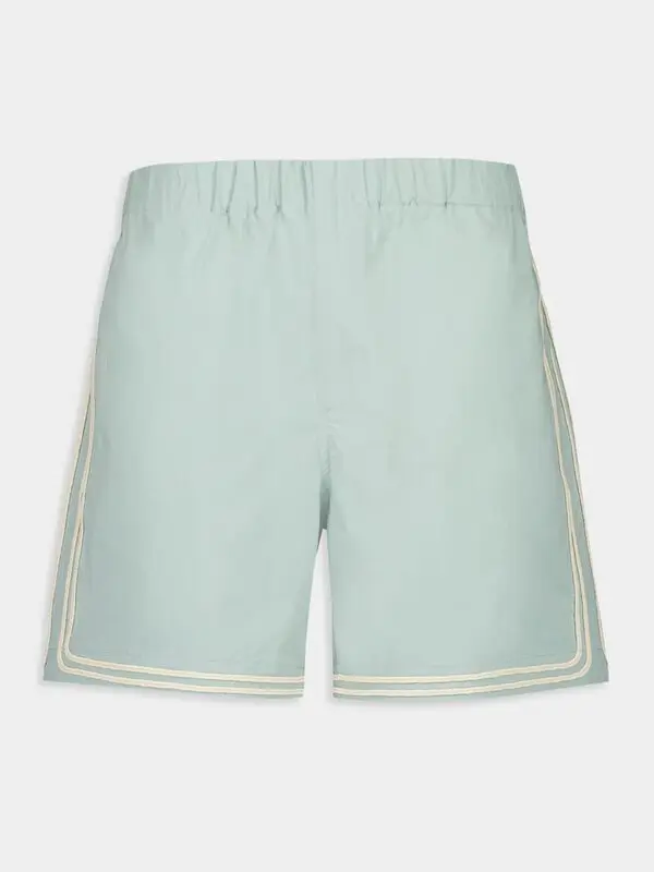 Commas Braided Trim Cotton Shorts - Blue