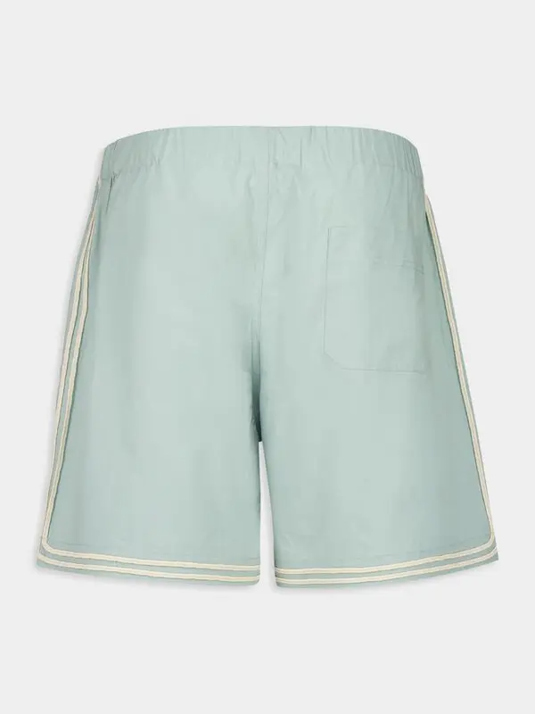 Commas Braided Trim Cotton Shorts - Blue