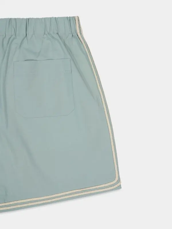 Commas Light Braided Contrast Trim Cotton Shorts - Blue