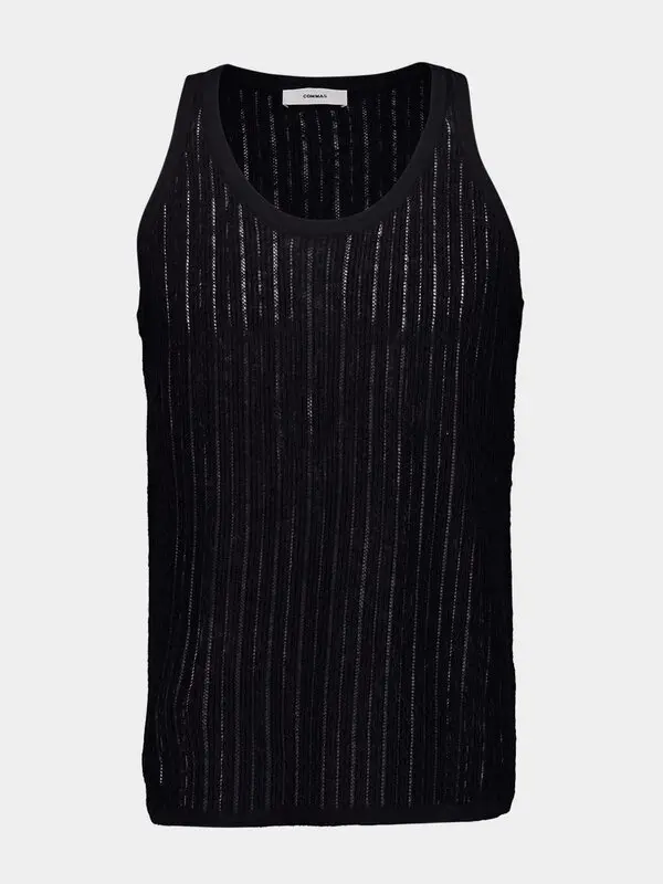 Commas Pointelle Knit Tank - Black