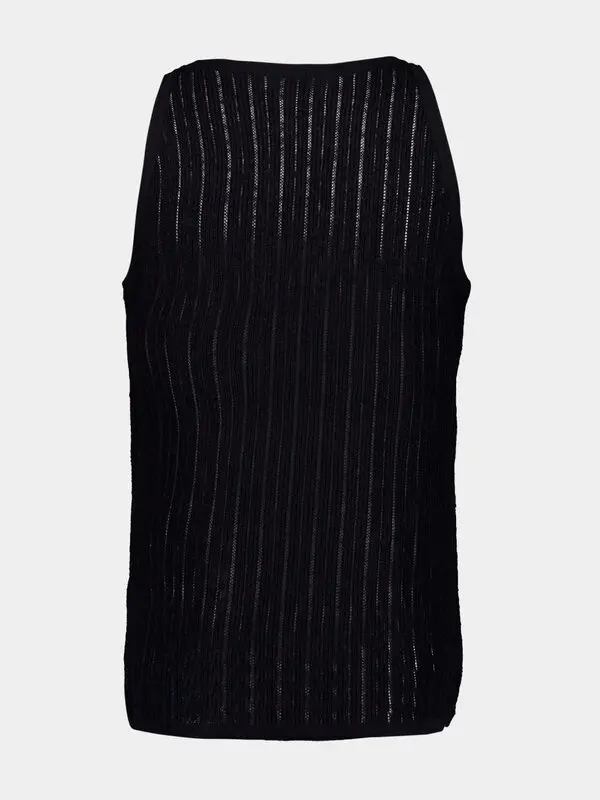 Commas Pointelle Knit Tank - Black