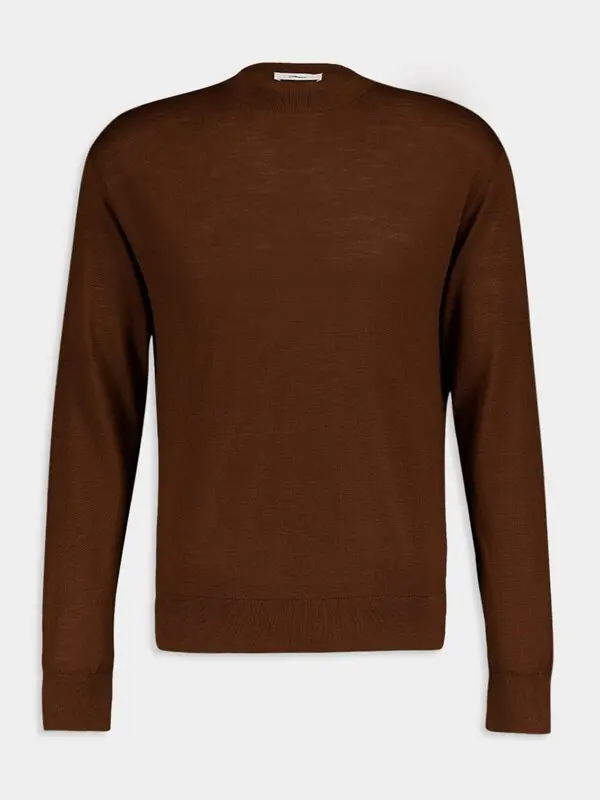 Commas Merino Wool Crew Neck Jumper - Brown