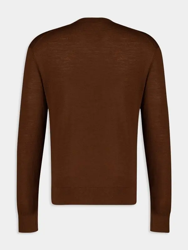 Commas Merino Wool Crew Neck Jumper - Brown