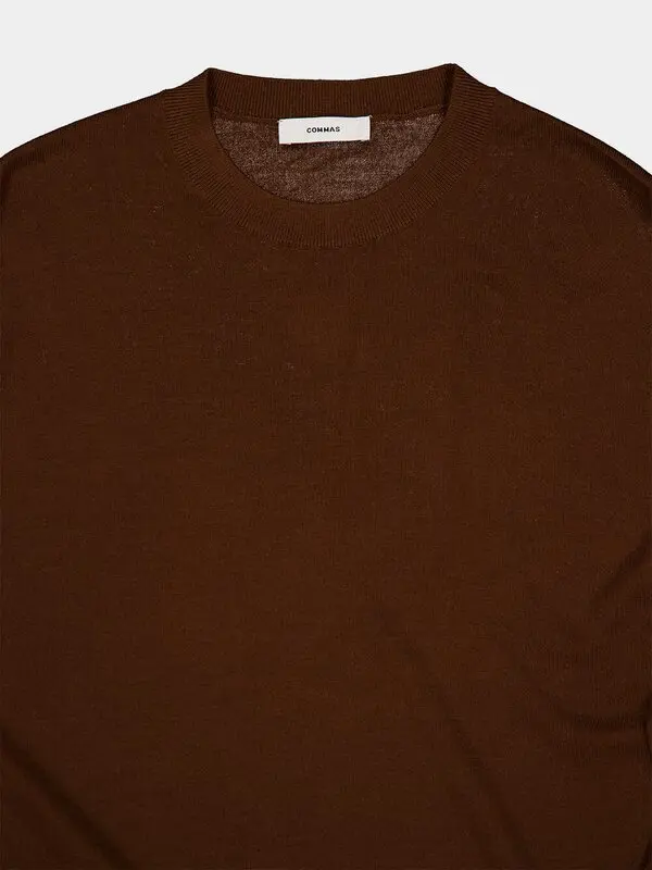 Commas Merino Wool Crew Neck Jumper - Brown