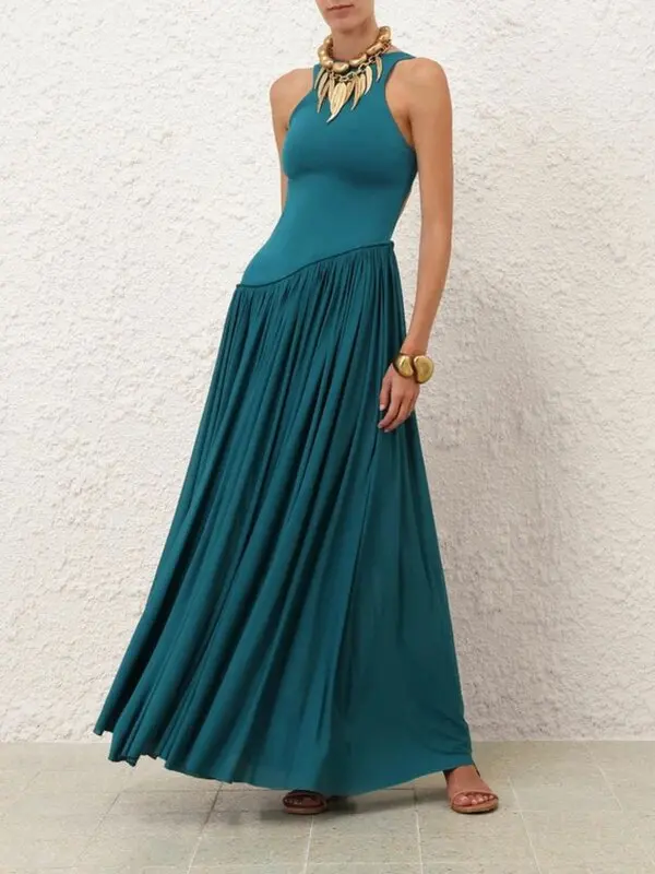 Zimmermann Luna Asymmetric Maxi Dress - Blue