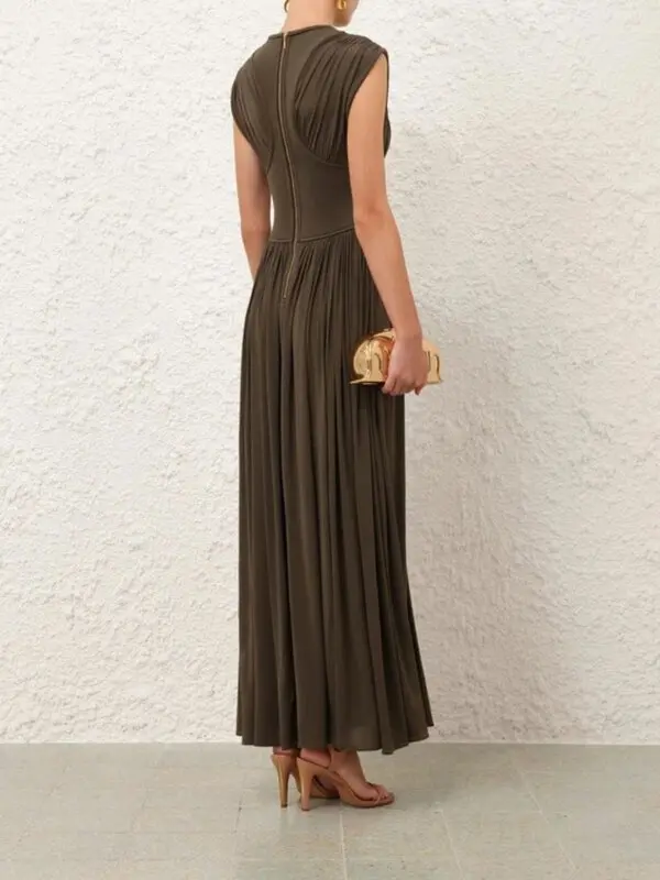 Zimmermann Luna Pleated Maxi Dress - Green