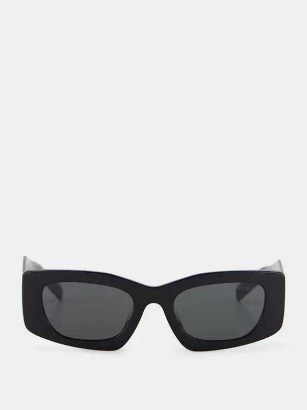 Prada Rectangular Acetate Sunglasses - Black