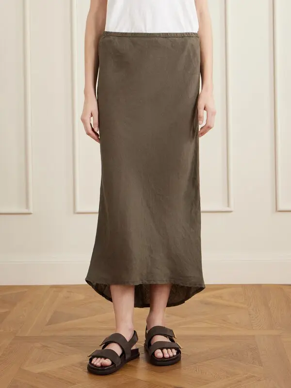 JAMES PERSE Linen Midi Skirt - Green